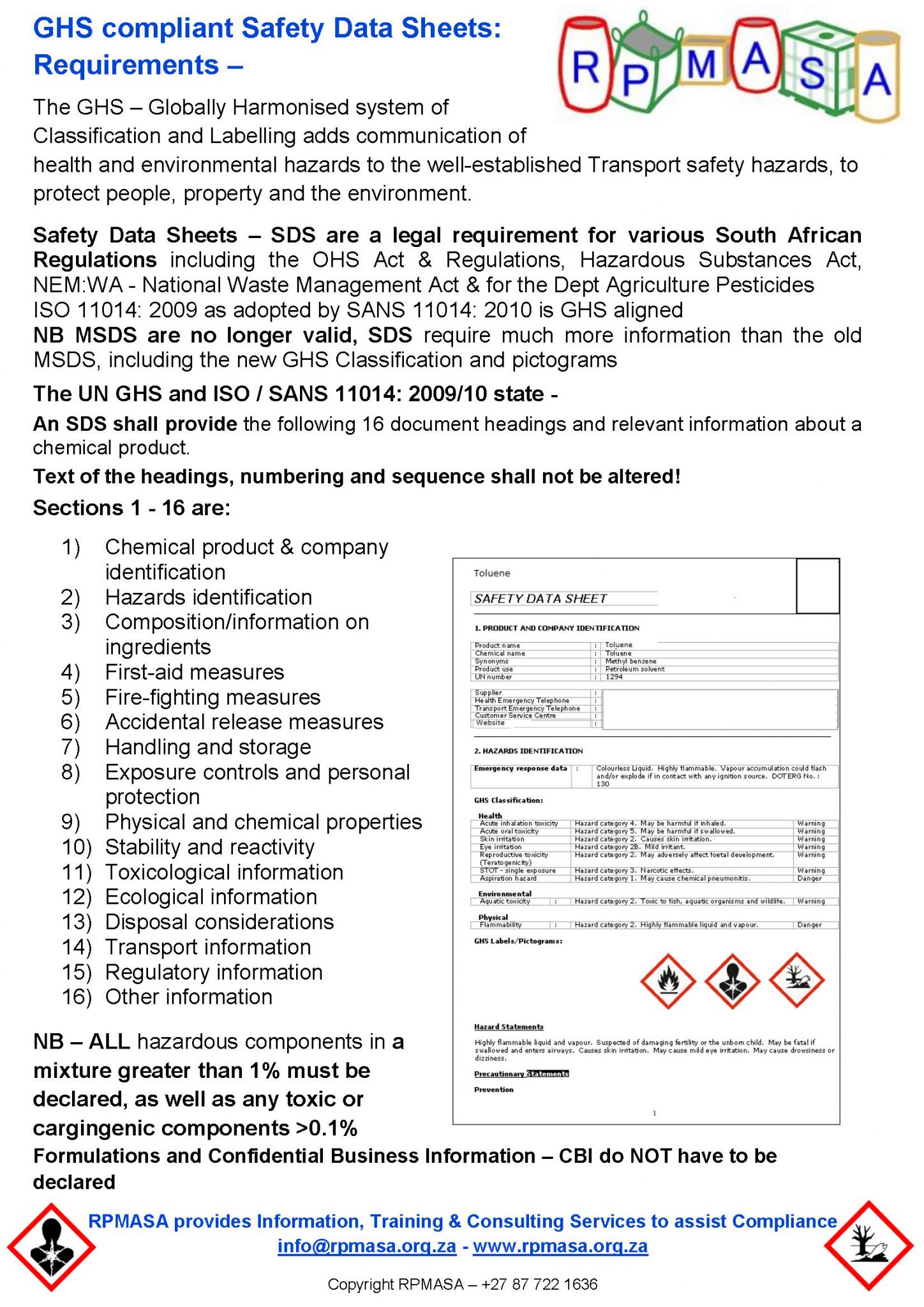 GHS Compliant Safety Data Sheets Requirements RPMASA GHS Compliant Safety Data Sheets Requirements RPMASA